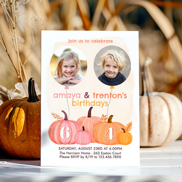 Autumn Fall Themed Birthday Invitations | Lil' Sprout Greetings